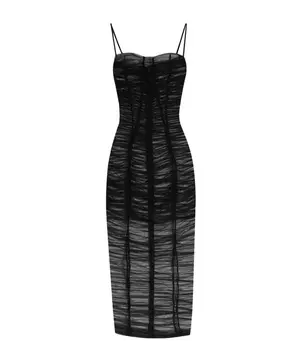 Dolce & Gabbana X Kim Draped Tulle Midi Dress - Black