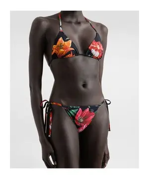 Dolce & Gabbana Dolce Gabbana Floral Printed Triangle Bikini Set