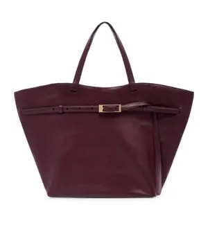 ANINE BING Elly Tote Small-grained Leather Fig - Red