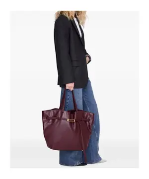 ANINE BING Elly Tote Small-grained Leather Fig