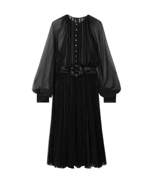 Dolce & Gabbana Floral-appliqué Midi Dress - Black