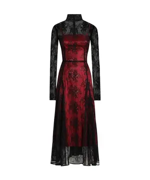 Dolce & Gabbana Chantilly Lace Midi Dress - Black/red