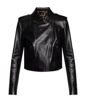 Dolce & Gabbana Cropped Leather Jacket - Black
