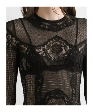 Dolce & Gabbana Lace-panel Long-sleeve Mini Dress