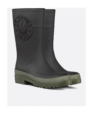 Dior Logo Embossed Round Toe Rain Boots