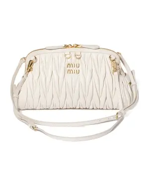Miu Miu Caprice Matelassé Nappa Leather Clutch - White
