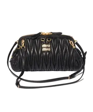 Miu Miu Caprice Matelassé Nappa Leather Clutch - Black