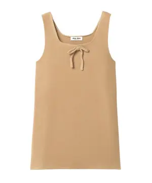 Miu Miu Waxed Double Wool Dress - Hazelnut
