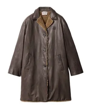 Miu Miu Leather Coat - Anthracite Gray