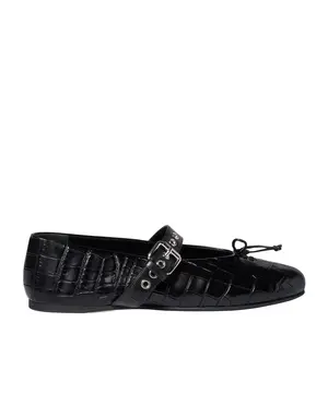 Miu Miu Round-toed Ballet Shoes - Black