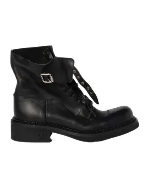 Miu Miu Leather Booties - Black