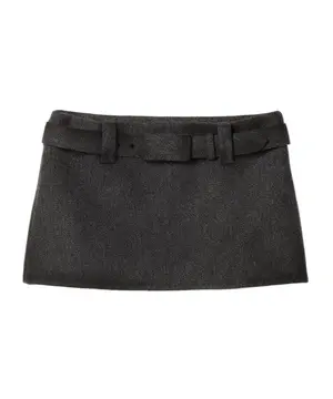 Miu Miu Waxed Double Wool Miniskirt - Grey