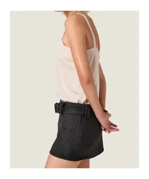 Miu Miu Waxed Double Wool Miniskirt