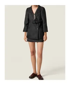 Miu Miu Waxed Double Wool Miniskirt