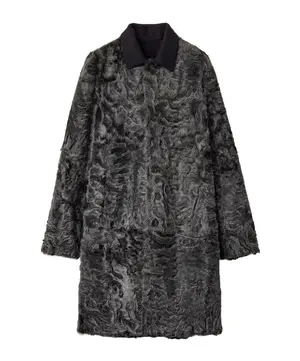 Miu Miu Reversible Wool And Chekiang Coat - Blue/grey