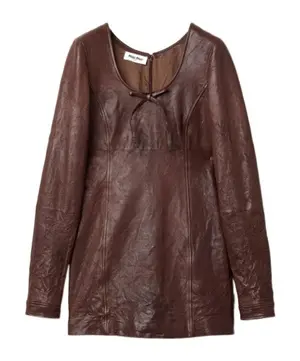 Miu Miu Leather Dress - Coffee