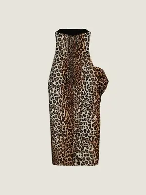 Givenchy Long Bustier Dress In Leopard Jacquard With Bow