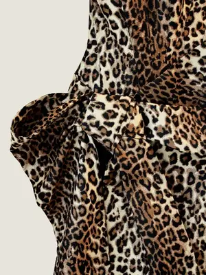 Givenchy Long Bustier Dress In Leopard Jacquard With Bow