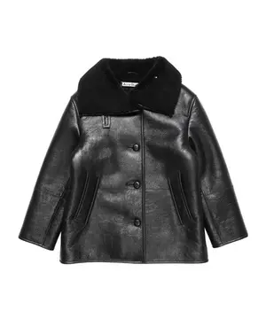 Acne Studios Leather Shearling Duffle Coat - Black