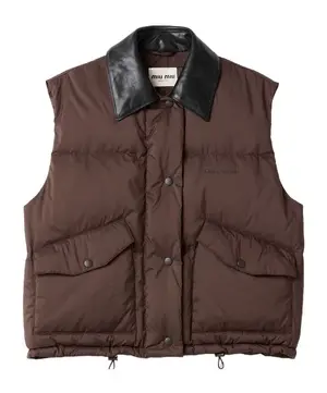 Miu Miu Technical Pongé Down Vest - Ebony