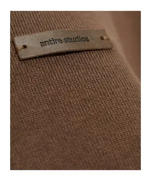 ENTIRE STUDIOS Zip Neck Long Sleeve Polo Shirt - Brown