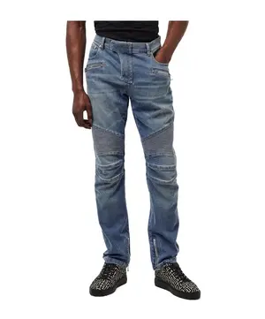 Balmain Washed Bikerstyle Denim Pants