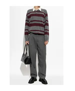 FRAME Striped Polo-collar Sweater