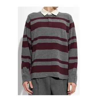 FRAME Striped Polo-collar Sweater