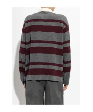 FRAME Striped Polo-collar Sweater