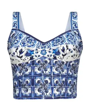 Dolce & Gabbana Dolce Gabbana Allover Printed Cropped Top - Blue