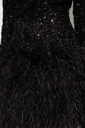 Dolce & Gabbana Feather-trim Sequinned Minidress