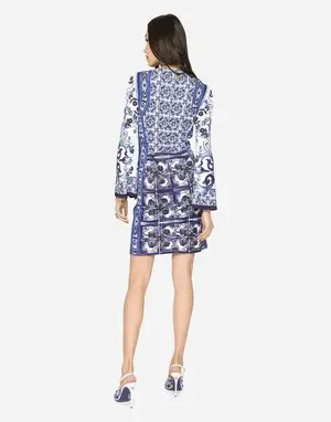 Dolce & Gabbana Dolce Gabbana Majolica-printed Crewneck Mini Dress