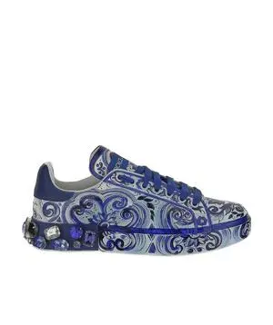 Dolce & Gabbana Portofino Majolica-print Sneakers - Blue