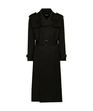 Dolce & Gabbana Dolce Gabbana Double Breasted Trench Coat - Black