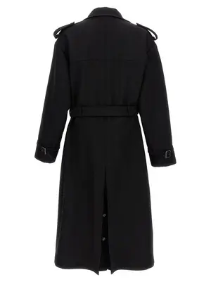 Dolce & Gabbana Dolce Gabbana Double Breasted Trench Coat - Black