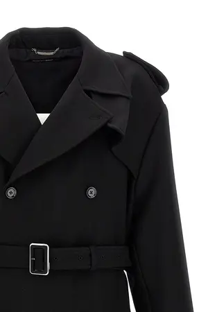 Dolce & Gabbana Dolce Gabbana Double Breasted Trench Coat - Black