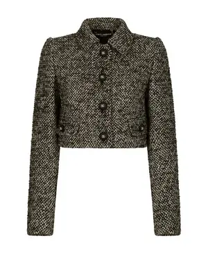 Dolce & Gabbana Tweed Cropped Button-up Jacket - Black