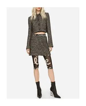 Dolce & Gabbana Tweed Cropped Button-up Jacket