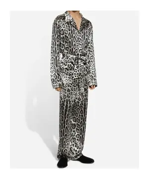 Dolce & Gabbana Dolce Gabbana Leopard Printed Satin Robe