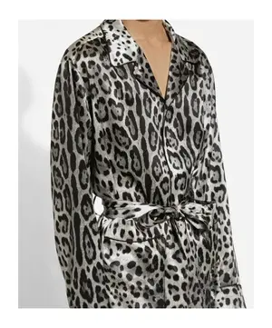 Dolce & Gabbana Dolce Gabbana Leopard Printed Satin Robe