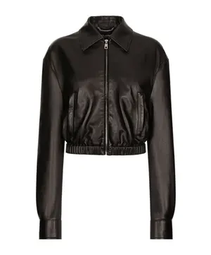 Dolce & Gabbana Logo-appliqu Leather Jacket