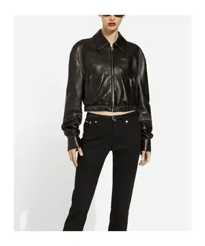 Dolce & Gabbana Logo-appliqu Leather Jacket