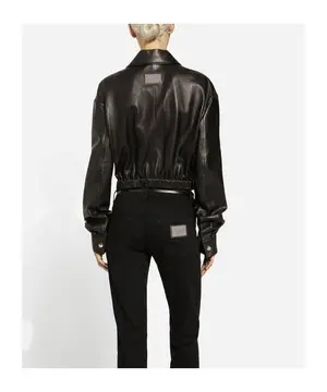 Dolce & Gabbana Logo-appliqu Leather Jacket
