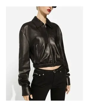 Dolce & Gabbana Logo-appliqu Leather Jacket