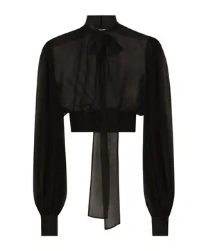 Dolce & Gabbana Dolce Gabbana Pussy-bow Chiffon Blouse - Black