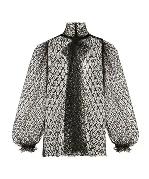 Dolce & Gabbana Dolce Gabbana Mesh Pussy-bow Blouse - Black