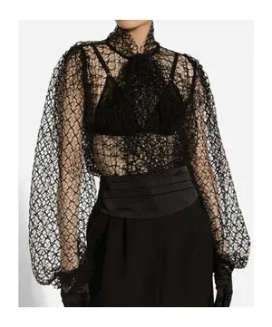 Dolce & Gabbana Dolce Gabbana Mesh Pussy-bow Blouse