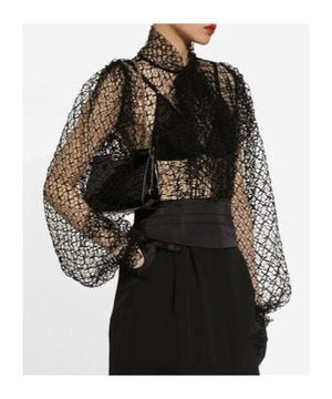 Dolce & Gabbana Dolce Gabbana Mesh Pussy-bow Blouse