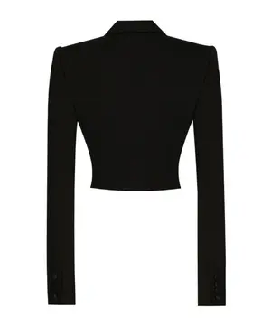 Dolce & Gabbana Dolce Gabbana Double-breasted Cropped Gabardine Tuxedo Jacket