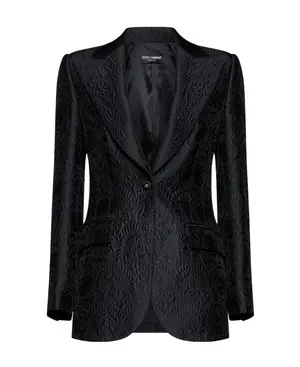 Dolce & Gabbana Dolce Gabbana Floral Jacquard Single-breasted Blazer - Black